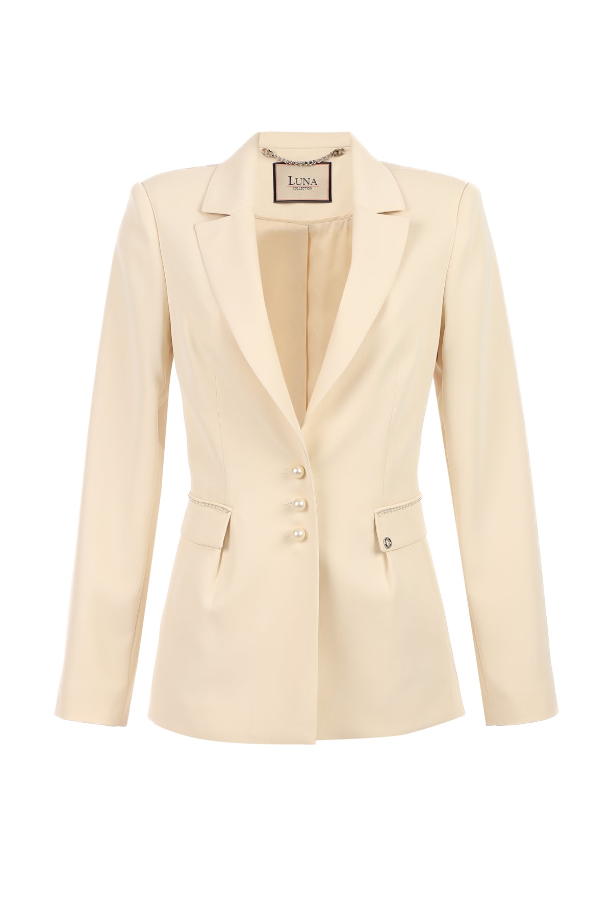 Agatha Pearl Detail Blazer in Ivory | Mother of the Bride Suit | Luna ...
